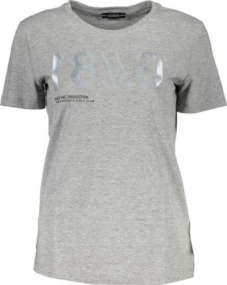 Guess Graue Baumwolltops & T-Shirt- Kurzarm- Weiter Ausschnitt- Druck- Logo - - Tops - Damen - Grau - XS
