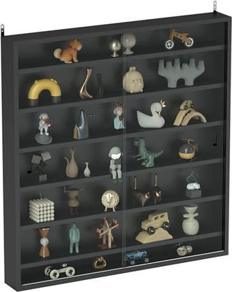 HOMCOM Vitrine Murale avec 6 étagères réglables, vitrine pour collectionneurs, vitrine Murale pour Objets de Collection, Verre et Panneau de Particules, 80x9