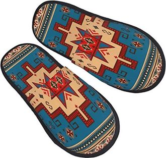 Generic Chaussons Femme Homme Motif Oriental Vintage Abstrait Chaussures DInt&eacute;rieur Chaude Maison Pantoufles Peluche Pantoufles En Peluche Pour Voyager Int&eacute;ri