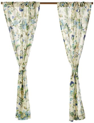 Ellis Curtain Ellis Vorhang Brissac Tailored Panel Paar mit Raffhaltern, 177,8 x 160 cm rot, blau, 70 x 63 Tieback