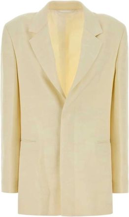 Carven Femme, Vestes, Jaune, Taille: 38 FR Blazer Crois&eacute; &agrave; Revers Crant&eacute;s