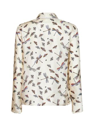 Gucci Womens Shirt Printed Silk Twill Ivory