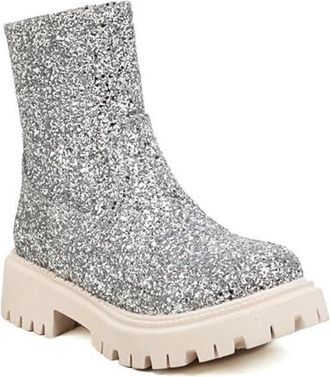 Generic Bottines tendance &agrave; paillettes pour femme - Bout rond - Semelle &agrave; crampons - Semelle &eacute;paisse - Fermeture &eacute;clair lat&eacute;rale - Chaussures d&eacute;contract&eacute;es, A