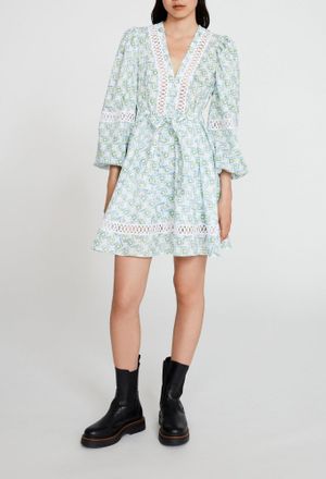 Claudie Pierlot Kleid mit Printmotiv und Spitzenborten