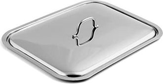 hOme Casalinghi Metallo Rechteckiger Deckel aus Edelstahl, 40 x 28 cm