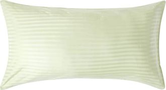 Homescapes 4er-Set Damast Kissenbezug lindgrün 50x90 cm mit Satin-Streifen & Hotelverschluss, 100% ägyptische Baumwolle, Fadendichte 330