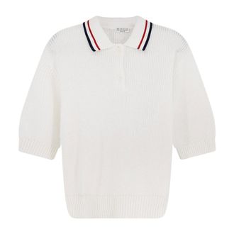 Brunello Cucinelli Femme, Tops, Blanc, Taille: 40 FR Polo en coton