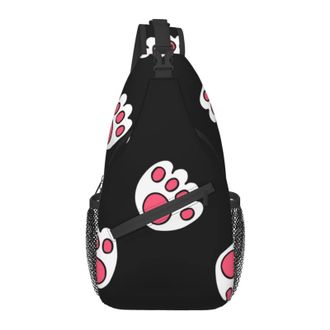 AOOEDM Cartoon Katze Pfotenmuster Kreuz Brusttasche Diagonal Sling Rucksack Crossbody Umhängetasche Reisen Wandern Daypacks für Männer Frauen
