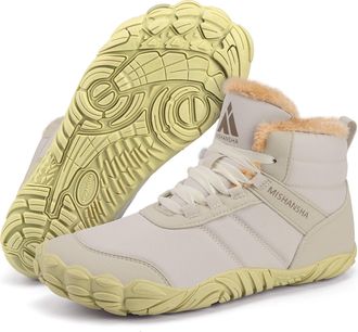 Mishansha Winterschuhe Damen Barfu&szlig;schuhe Winter Gef&uuml;ttert Winterstiefel Warm Winterboots Wasserabweisend Schneestiefel Barfu&szlig; Winterschuhe Aprikose Gr.42