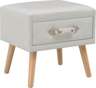 Les Tendances Table de chevet simili cuir blanc et pieds pin massif Twilly