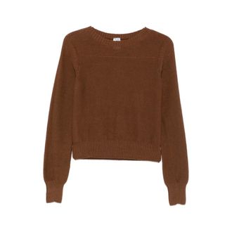 BASERANGE Femme, Pulls, Brun, Taille: 38 FR Pull &agrave; bords c&ocirc;tel&eacute;s