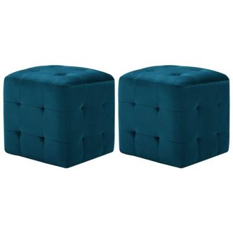 vidaXL Vidaxl - 2 pcs Poufs Bleu 30 x 30 x 30 cm Tissu velours