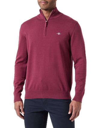 GANT Herren Classic Cotton Half Zip Pullover, Wine RED, M