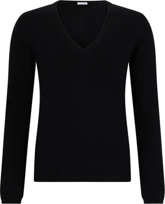 Malo Femme, Pulls, Noir, Taille: 44 FR Pull en cachemire col en V