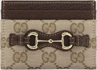 Gucci Horsebit-Kartenetui aus GG Supreme-Gewebe mit vier Kartenf&auml;chern