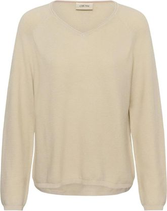 Cream Femme, Pulls, Beige, Taille: 38 FR Tricots &agrave; Col en V