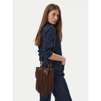 Tommy Hilfiger Handtasche Tommy Hilfiger American Icon Micro Tote Fringes AW0AW19217 Dunkelbraun