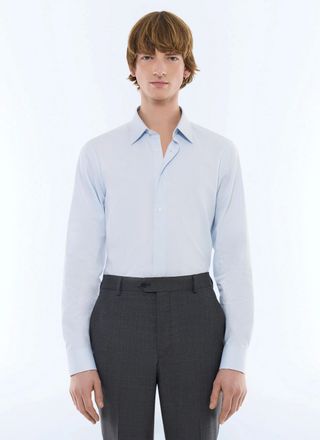 Fursac Chemise &agrave; col droit en coton - Taille 37 - Homme