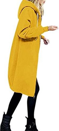 Generic Vestes &agrave; capuche pour femmes, manteau dautomne et dhiver, poches chaudes, cordon de serrage, fermeture &eacute;clair, cardigan long &agrave; capuche, haut dext&eacute;rieu