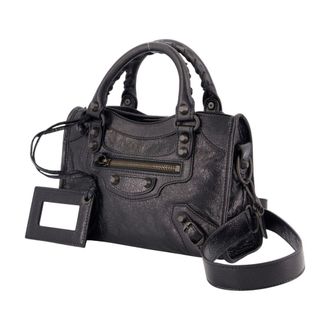 Balenciaga Womens Leather Shoulder Bag Black Lambskin
