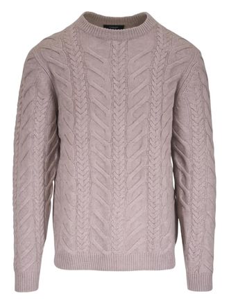 Kinross Cashmere pull en maille torsad&eacute;e - Tons neutres