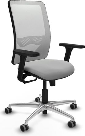 Piqueras y Crespo Stuhl mit Lendenverstellung Zulema mit 3D-Armlehnen, ausgestattet mit 3-fach verstellbarem Sinkro-Schaumstoff, Rollen 65 mm, Parkett, Wei&szlig;/Hellgrau