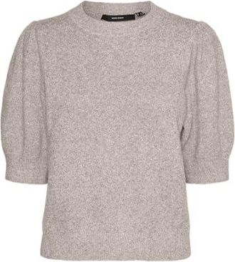 Vero Moda Vmdoffy 2/4 O-Neck Pullover GA Noos Pull-Over, Gris argenté/détails : mélangé, M Femme