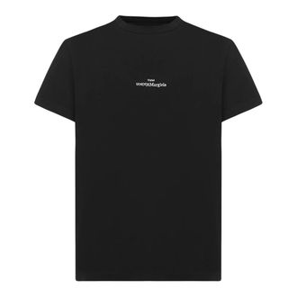 Maison Margiela Schwarzes Baumwoll-Jersey-T-Shirt mit umgekehrtem Logo - - Tops - Herren - Schwarzk - L