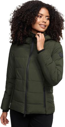 Marikoo Damen Winterjacke (XS-6XL) - Steppjacke, hochstehender gefütterter Kragen, geringes Eigengewicht, Warme Jacke Frauen - N025 (4XL, Olive)