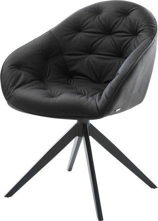 DELIFE Esszimmerstuhl Gaio-Flex Kreuzgestell breit Schwarz Echt-Leder Schwarz 360° drehbar Wippfunktion
