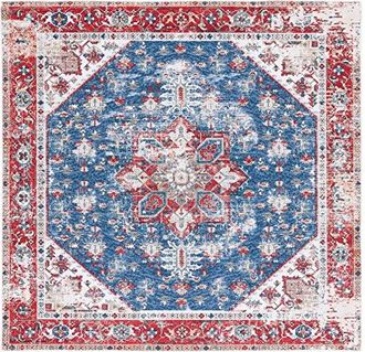 Safavieh Traditionell Teppich für Maschinenwaschbar und rutschfest - Ideal für stark frequentierte Bereiche - Tucson Collection, Kurzer Flor, Beige und Grau, 1