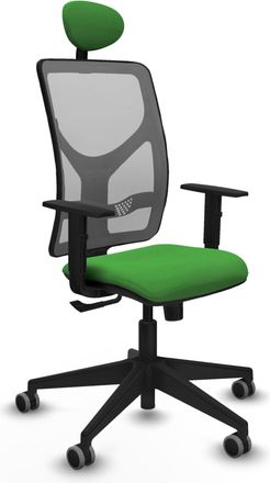 Piqueras y Crespo B&uuml;rostuhl mit 1D-Armlehnen, h&ouml;henverstellbare Lendenwirbelst&uuml;tze und festes Kopfteil, ausgestattet mit 3 Positionen und Schneidschaum, Grau/Gr&uuml;n