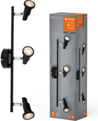 Ledvance LED SPOT GU10 3 x 3,4W, 690lm, schwarz, 2.700K Farbtemperatur, warmweiße Lichtfarbe, zeitloses Design, austauschbare LED-Lampe, ideal für Innenräume, 