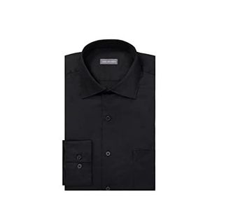 Van Heusen Dress Shirts Regular Fit Lux Sateen Stretch Solid Chemise, Noir, L Homme
