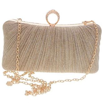 Garneck Pochette Pliss&eacute;e en Satin Dor&eacute; pour Femme Paquet &agrave; Main &agrave; Paillettes pour Soir&eacute;e et Mariage Petite Pochette &Eacute;l&eacute;gante Polyvalente Accessoire Chic pour 