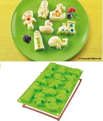 Silikomart | SF208 Silikonform für FANCY TOYS Pralinen, antihaftbeschichtet, 15 Monoportionen, Themenspielzeug, 1er Pack Kuchenform, 300 x 175 mm, h 22 mm, Made 