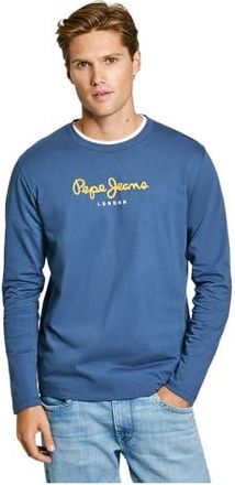 Pepe Jeans London Eggo T-Shirt Long pour Homme, Bleu (Sterling Blue), L