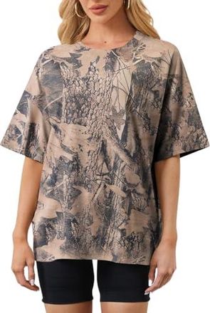 Generic Chemises camouflage pour femmes et hommes, hauts surdimensionn&eacute;s imprim&eacute;s feuilles d&eacute;rable, v&ecirc;tements de rue d&eacute;contract&eacute;s d&eacute;t&eacute; &agrave; manches courtes, vert