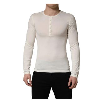 Dolce & Gabbana Homme, Tops, Blanc, Taille: XS Henley Pullover