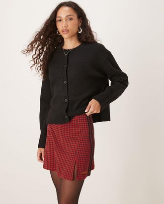 adidas Originals Jupe ajust&eacute;e motif pied-de-poule - &Eacute;carlate/noir-Rouge