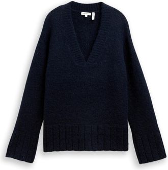 Tom Tailor Damen 1049145 Oversize Strickpullover mit Wollanteil, 10668-Sky Captain Blue, S