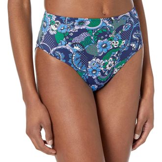 Amazon Essentials Damen Bikinihose mit Hohem Bund und Hohem Beinausschnitt, Tiefblau Paisley, 36