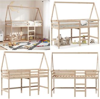vidaXL Lit superposé avec échelle et toit sans matelas 90x200 cm - Lit Mezzanine Enfant - Lit Cabane - Lit Design Enfant - Lit Avec Espace De Rangement