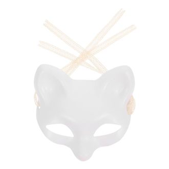 BESPORTBLE Selbstgemacht Fuchsmaske aus Kunststoff Leere Halbe Ebene Cosplay Maske mit Verstellbarem Riemen Wei&szlig;e Bastelmaske f&uuml;r Maskerade und Karneval