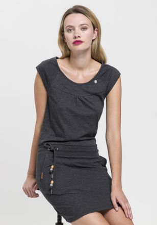 Ragwear Jerseykleid RAGWEAR PENELOPE UNI O, Damen, Gr. XXL (44), N-Gr, schwarz 1010, Obermaterial: 100% Baumwolle, kontrastfarbene Details, unifarben, figurbe