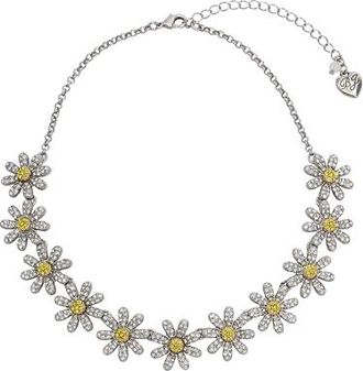 Betsey Johnson Daisy Collier plastron pour femme, bijoux ludiques et légers, plaqué argent, or et verre