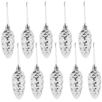 Valiclud Tannenzapfen Weihnachtsdekorationen Bruchsichere H&auml;ngende Anh&auml;nger Silber Kunststoff 10 St&uuml;ck f&uuml;r Festliche Anl&auml;sse und Neujahr