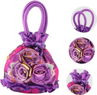 Hemoton Sac Soirée Femme Fleur Dentelle Forme Seau Léger Portable Design Mode pour Téléphone Clés Cosmétiques Cadeau Élégant et Pratique