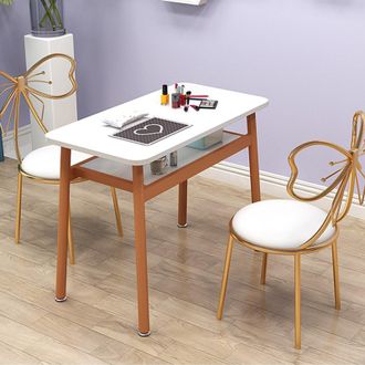 Generic Manicure Table Station Professional Modern Art Nail Tech Work, Beauty Salon Spa Wooden Nail Makeup Desk Dressing with Open Shelf, Nail and Chair Combi