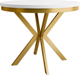 Mirjan24 Ausziehbarer Esstisch Ewagio 120, Runder Esszimmertisch für 2-4 Personen, Beine aus Stah, Praktischer Tisch für Küche, Geeignet für Wohnzimmer (Arktis